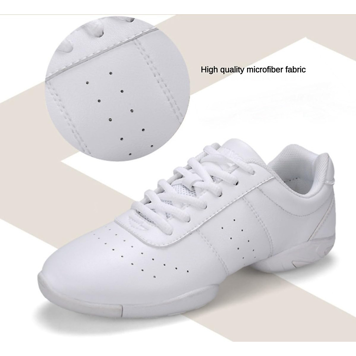 Fenlogft Women Ultra Comfortable Aerobic Cheer Sport Shoes - Training Competition Cheerleading Sneakers for Adults and Youth Girl (7,White)