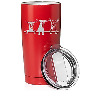 Smooth Body Tumbler Stainless Steel Vacuum Insulated Travel Mug Cup Gift Goats (Red, 20 oz)