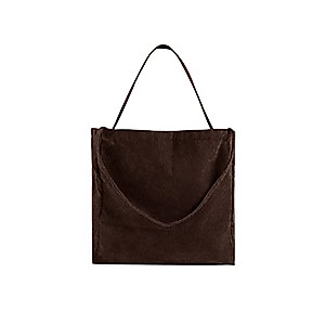WDIRARA Women's Corduroy Totes Bag Shoulder Handbags Letter Print Shopping Shoulder Bag Brown