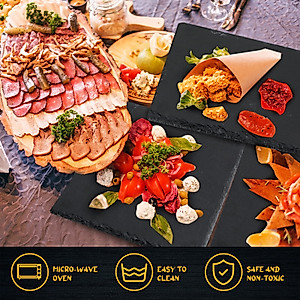 Didaey Set of 18 Slate Boards Black Slate Board Cheese Board Serving Stone Plates Sushi Slate Cheese Tray Individual Slate Platter for Christmas Chalkboard Cutting Food Cake Fruit Meat(Square)