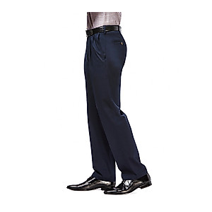 Haggar Men's Premium No Iron Khaki Classic Fit Pleat Front Casual Pant (Regular and Big & Tall Sizes), Dark Navy, 36W x 30L