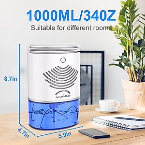 Dehumidifiers for Home 34 OZ Small Dehumidifiers for Room with Auto Shut Off, Mini Dehumidifiers for Bedroom Bathroom Closet Desktop Office RV
