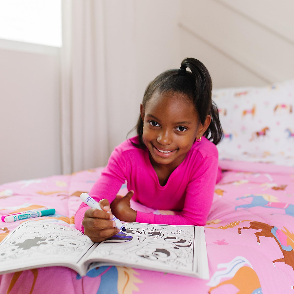 Wildkin Kids Microfiber Twin Sheet Set for Boys and Girls, Bedding Sheet Set Includes Top Sheet, Fitted Sheet, and One Standard Pillow Case (Horses)