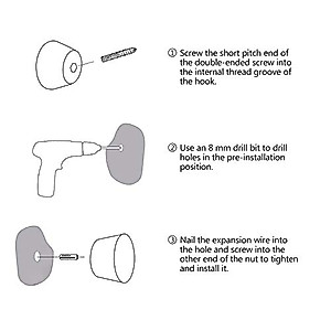 3 Piece Natural 3 PCS, Natural Wooden Coat Hooks, Wall Mount Single Hat Bag Hooks, Decorative Cone Hooks (Black walunt)