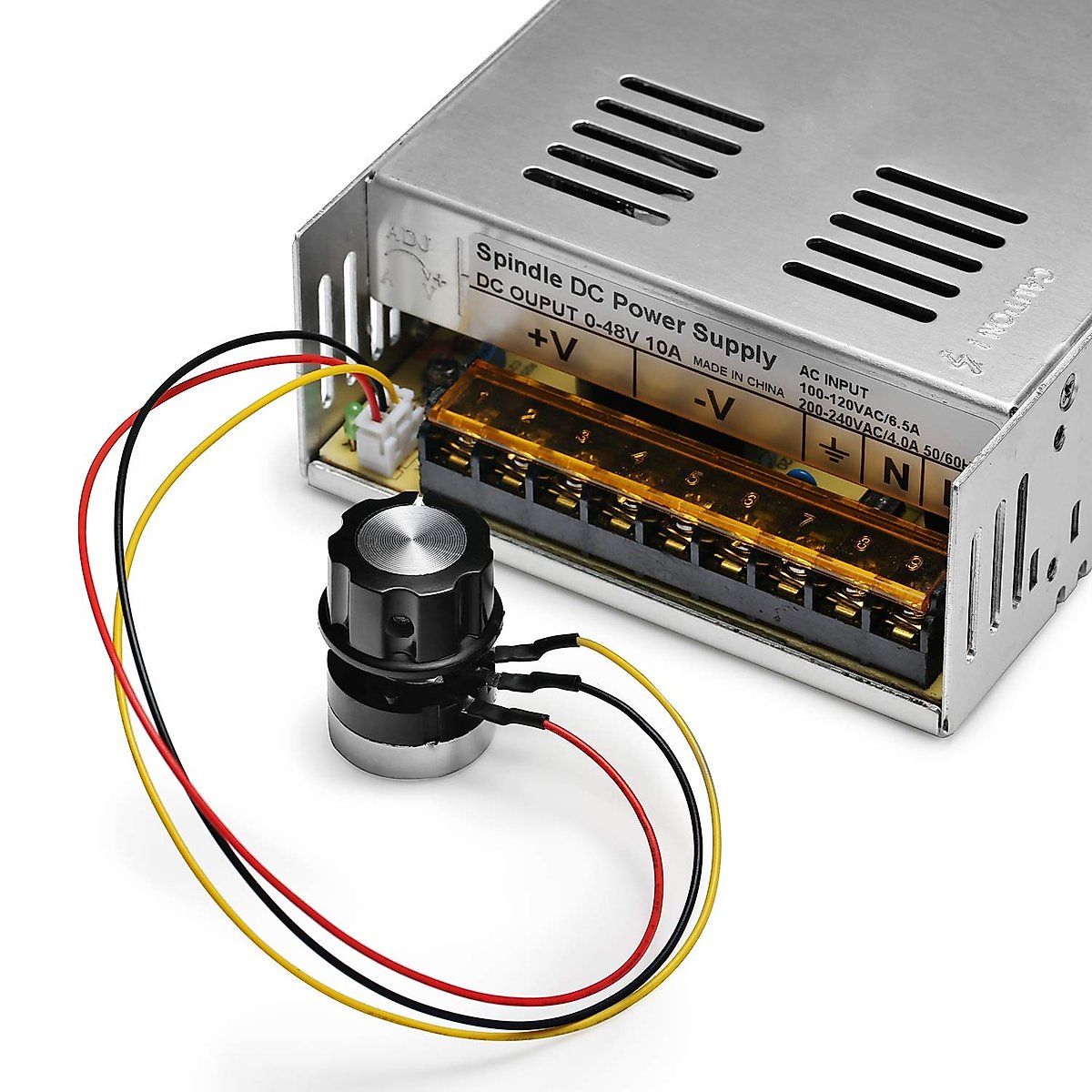 Genmitsu Air-Cooled 300W Brush DC Spindle Motor with 0-48V Output Adjustable Switching Power Supply, 52mm Clamp & ER11 Collet, ideal for CNC Machining