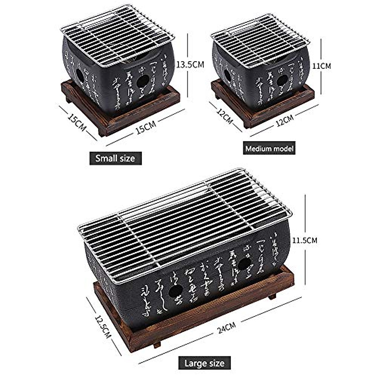 Japanese Style BBQ Grill, Mini Portable Barbecue Stove Japanese Food Charcoal Stove with Wire Mesh Grill and Base, for Yakiniku, Robata, Yakitori, Takoyaki and BBQ