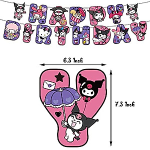 for Kuromi Birthday Party Supplies, Kuromi Party Decorations Included Birthday banner, Cake Topper, Cupcake Topper, Balloon