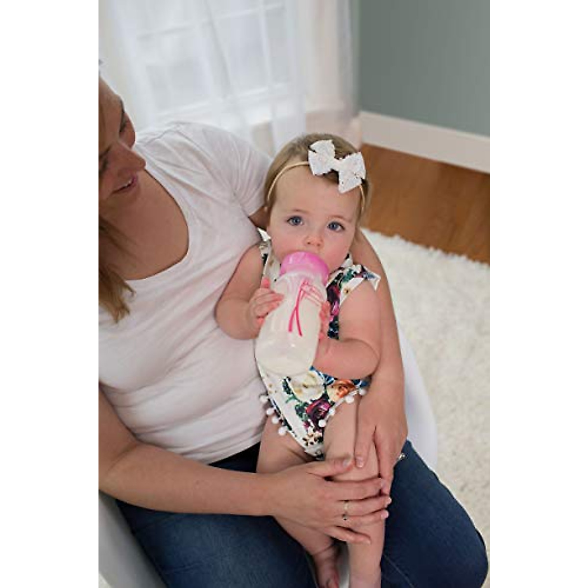 Dr. Brown's Natural Flow Options + Wide-Neck Bottle, Pink Print, 4 Pack, 5 Ounce