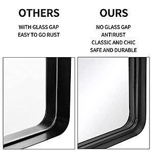 G-LEAF Bathroom Mirror for Wall, 30" X 40" Rectangular Wall Mirror, Black Metal Framed with Rounded Corner, Hangs Horizontal Or Vertical