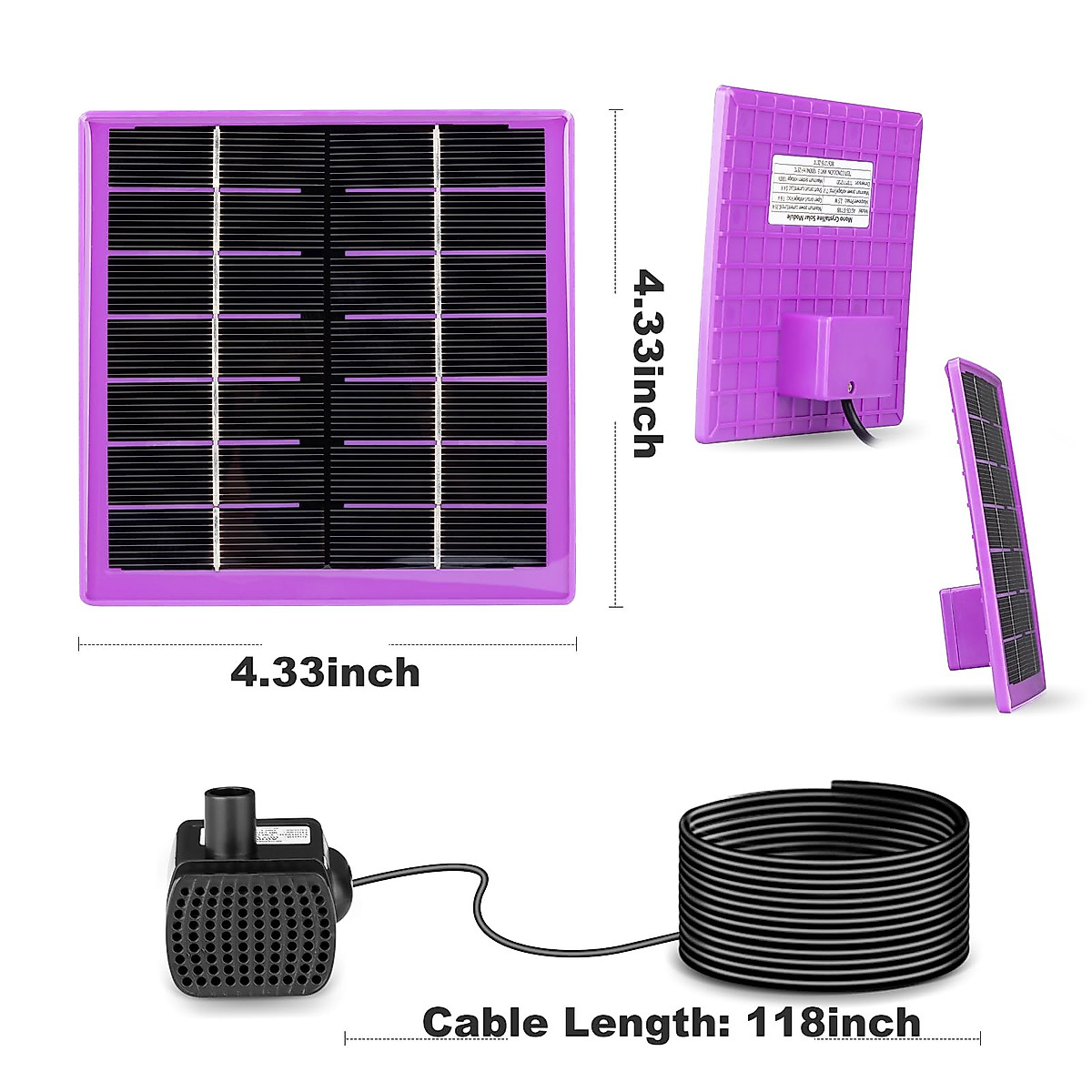 DIY Solar Water Pump Kit, 2.5W Solar Water Fountain Pump Outdoor with 8 Nozzles, Solar Water Pump for Bird Bath, Ponds, Garden and Fish Tank Garden, Pond