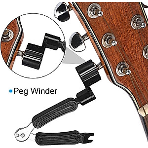 CC CAIHONG Guitar String Winder, Guitar String Winder Tool, Guitar Bridge Pin Puller and Cutter, 3 In 1 Multifunctional Guitar String Peg Tuner Winder for Acoustic Electric Guitar (Black)