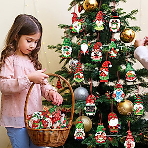 48 Pieces Christmas Felt Gnome Ornaments Gnome Felt Hanging Ornaments Gnome Tree Topper Felt Cutout Xmas Hanging Swedish Gnome Ornaments for Christmas Tree Party Decorations