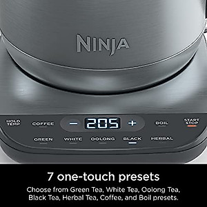 Ninja KT200 Precision Temperature Electric Kettle, 1500 watts, BPA Free, Stainless, 7-Cup Capacity, Hold Temp Setting, Silver