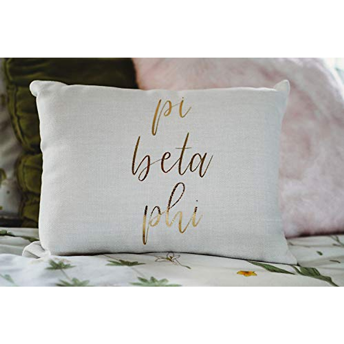 Sorority Shop Pi Beta Phi Pillow – Gold Script Design, 12" x 16" Lumbar Pillow Sorority