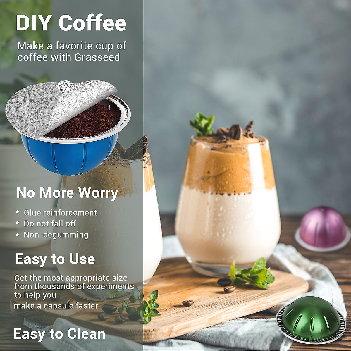 Aluminum Foils Lids to Reuse Vertuoline Capsules Coffee Pods and Refillable Pods，Compatible with Nespresso VertuoLine Machine, 64mm (100pcs)