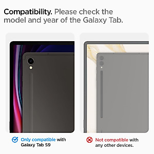 Spigen Ultra Hybrid Pro Designed for Samsung Galaxy Tab S9 Case 11 Inch 2023 (SM-X71) Slim Drop Protection Tri-Fold Cover Case with Hard Shell Transparent Back and S Pen Holder - Gray