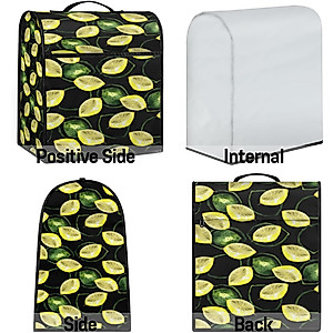 Lemon Slice Appealing Mixer Cover Dustproof Stand Mixer Covers Compatible with 6/7/8 Quart Kitchen Mixer, 4 Pockets for Mixer Accessories