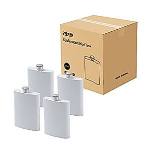 PYD Life Sublimation Stainless Steel Hip Flask Blanks White 8 OZ for Liquor,Leakproof Drinking Camping Pocket Wine Flask,Christmas Birthday Gifts 4 Pack