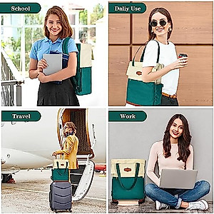 Women Backpack With Laptop Compartments & Tote Bag, 15.6Inch Waterproof Canvas Laptop Bookbag with Top Wide Open, Teacher/Nurse Computer Backpack Purse, College Work Travel Rucksack for Daily use