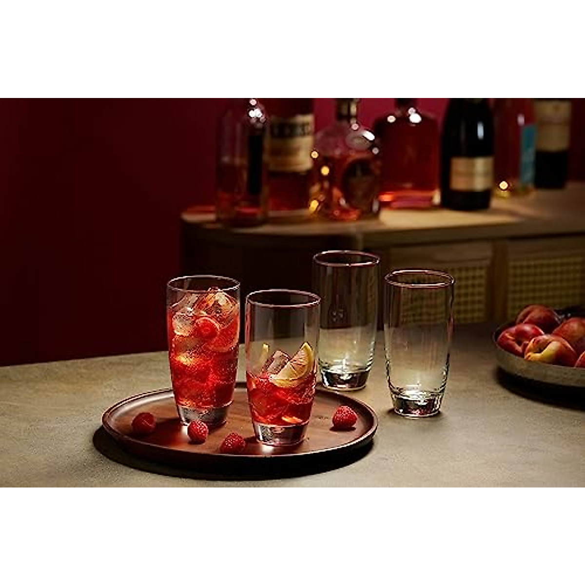 Glaver's Highball Glasses Set Of 4, 16 Oz. Drinking Glasses, Unique Water Glass Cups For Juice, Cocktails, Soda, Heavy Bottom Tumbler Glass
