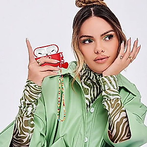 Besoar for Airpods Pro 2019/Pro 2 Gen 2022 Case Cute for Women Girls Girly Aesthetic Red Heart Cases with Keychain Buckle for Airpod Pro Pretty Lovely Silicone Cover Design Covers for Air Pods Pro…