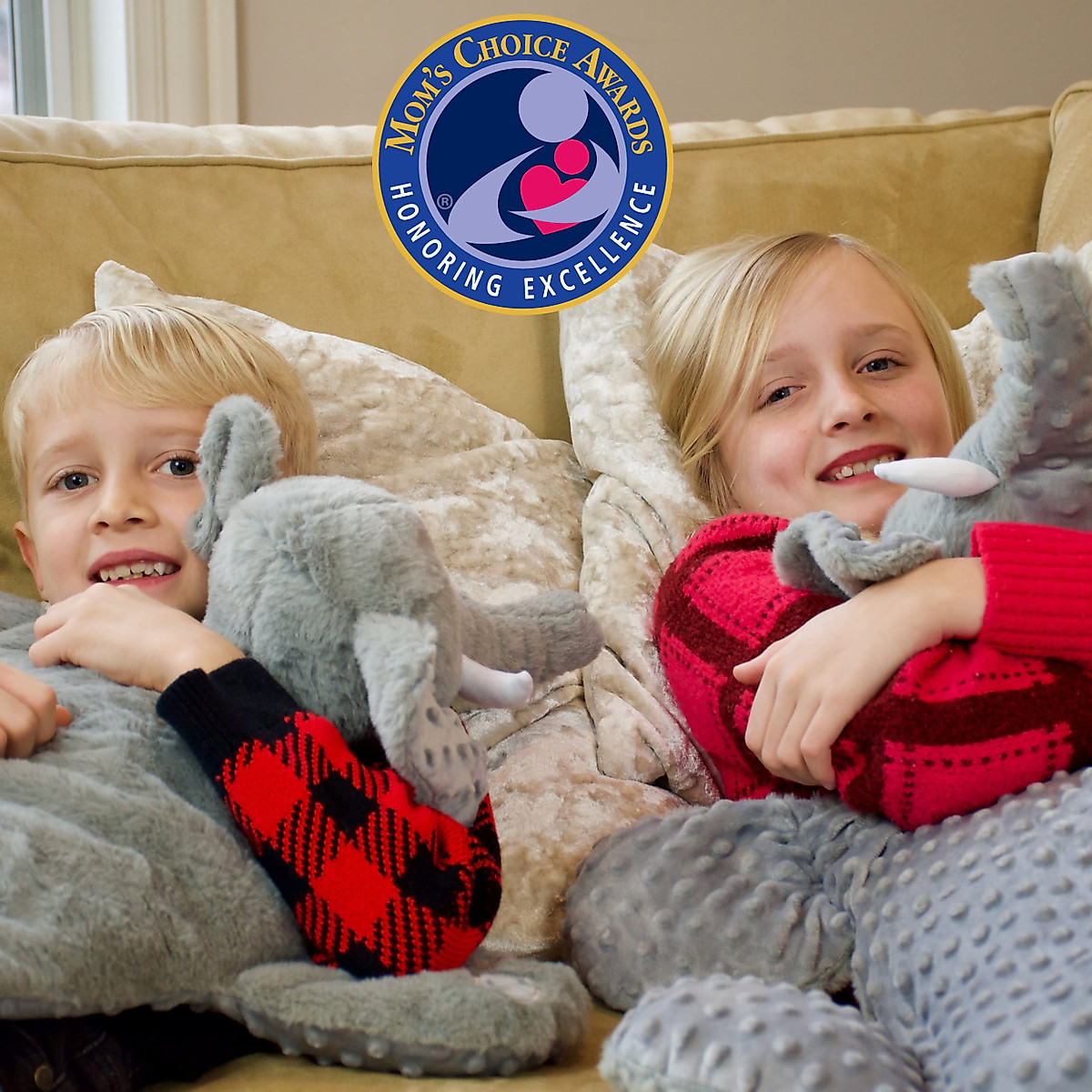 BARMY Weighted Lap Pad for Kids (25"x19", 4lb) Elephant, Sensory Weighted Stuffed Animals for Kids, Weighted Lap Blanket for Kids, Teen, Removable, Washable Cover