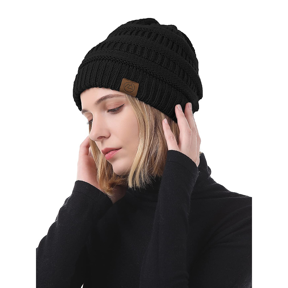 American Trends Beanies Women 4 Pack Knit Warm Thick Slouchy Beanies Hat Winter Snow Hats Caps Black Skull Hats Caps for Women 4Pack 2 One Size