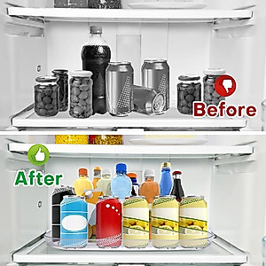 Hmdswa Lazy Susan Turntable Organizer for Refrigerator, 15.75'' Large Fridge Lazy Susan Organizer Rectangle - Clear PET Material | Space-Saving Solution for Easy Access