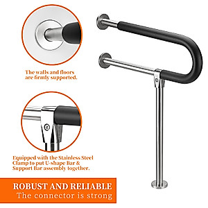 Botabay Handicap Grab Bars Rails 23.6 Inch Toilet Handrails Bathroom Safety Bar Stainless Steel Hand Support Rail for Seniors Elderly Disabled Mounted Bath Grips (23.6In)