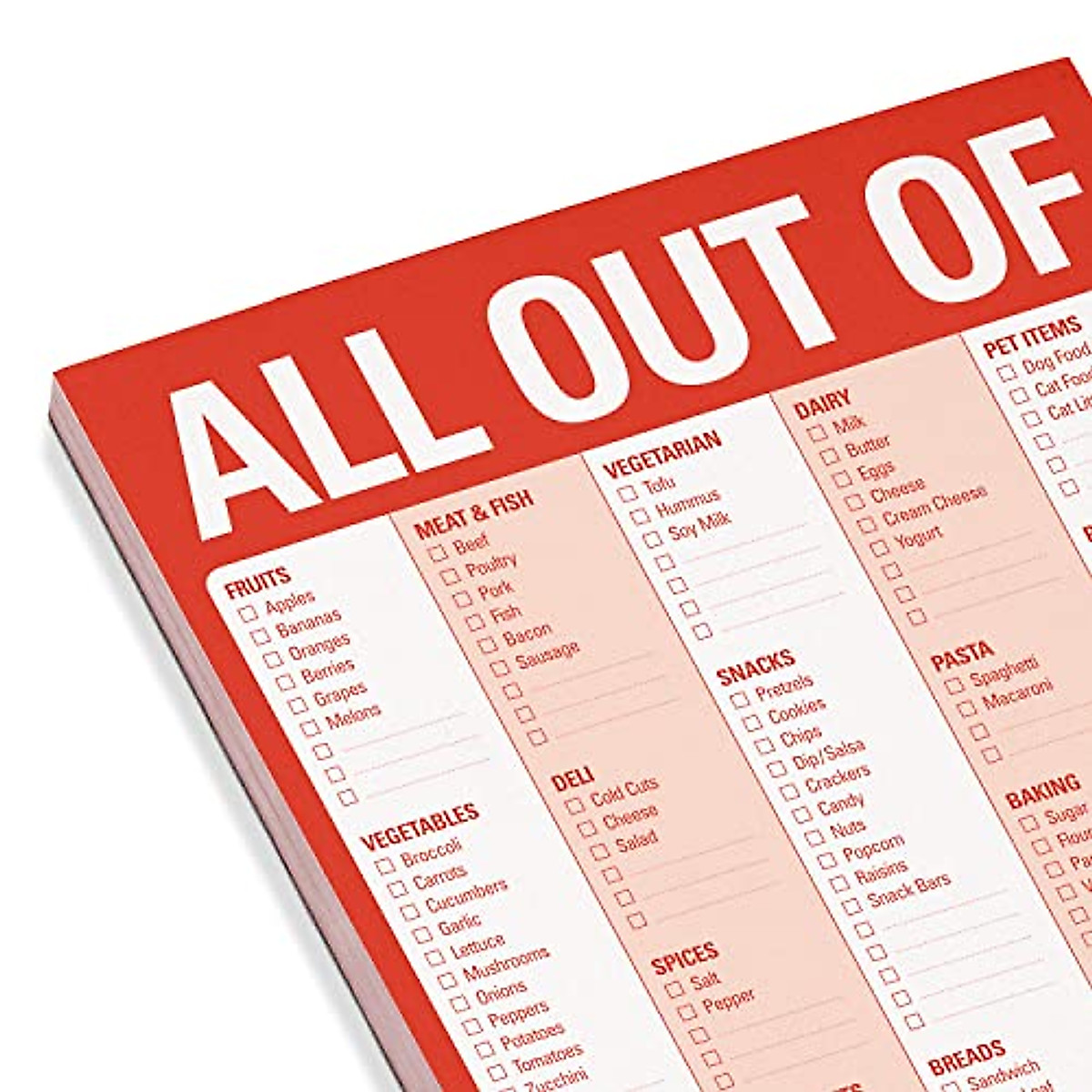 Knock Knock All Out of Pad Grocery List Note Pad, 6 x 9-inches (Red)