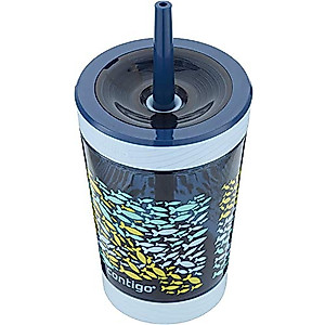 Contigo Kids Spill-Proof 14oz Tumbler & Kids Spill-Proof 14oz Tumbler with Straw and BPA-Free Plastic, Fits Most Cup Holders and Dishwasher Safe, Nautical Fish