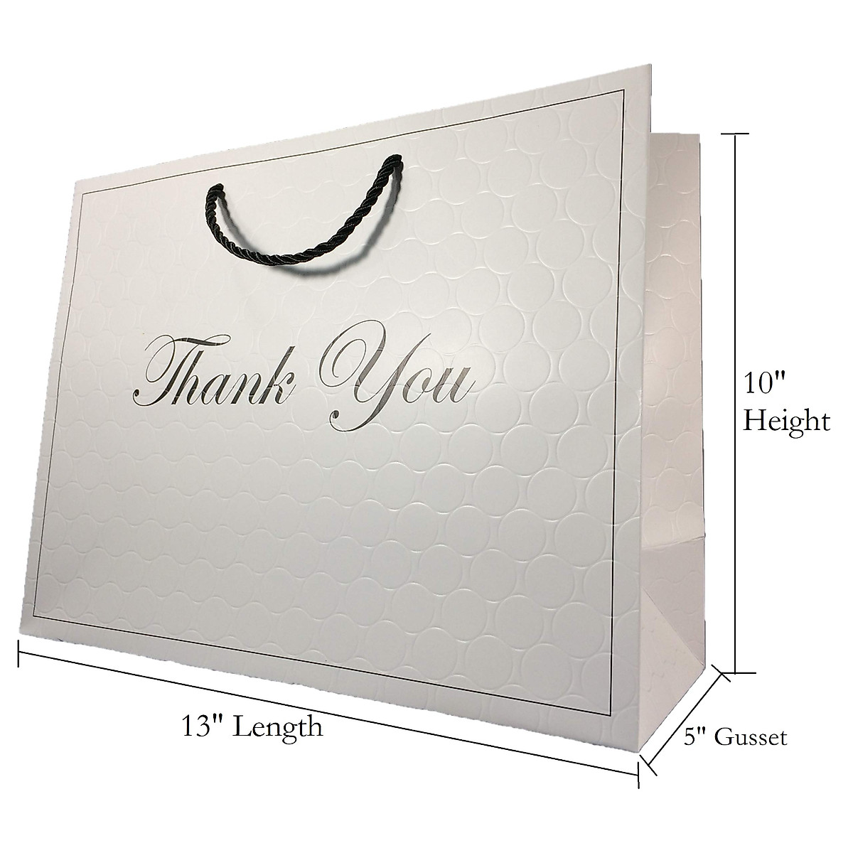 MODEENI 12 Large White Thank You Gift Bag Wedding Thank U Bags with handles 13x10 Paper Shopping Large White Gift Bags Merchandise Premium Quality Elegant Luxury Matte Modern Fancy Retail Clothing Boutique Birthday