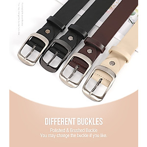 VONMELLI 2 Packs Women Leather Belts for Jeans Fashion Leather Ladies Waist Belt Black Coffee Medium