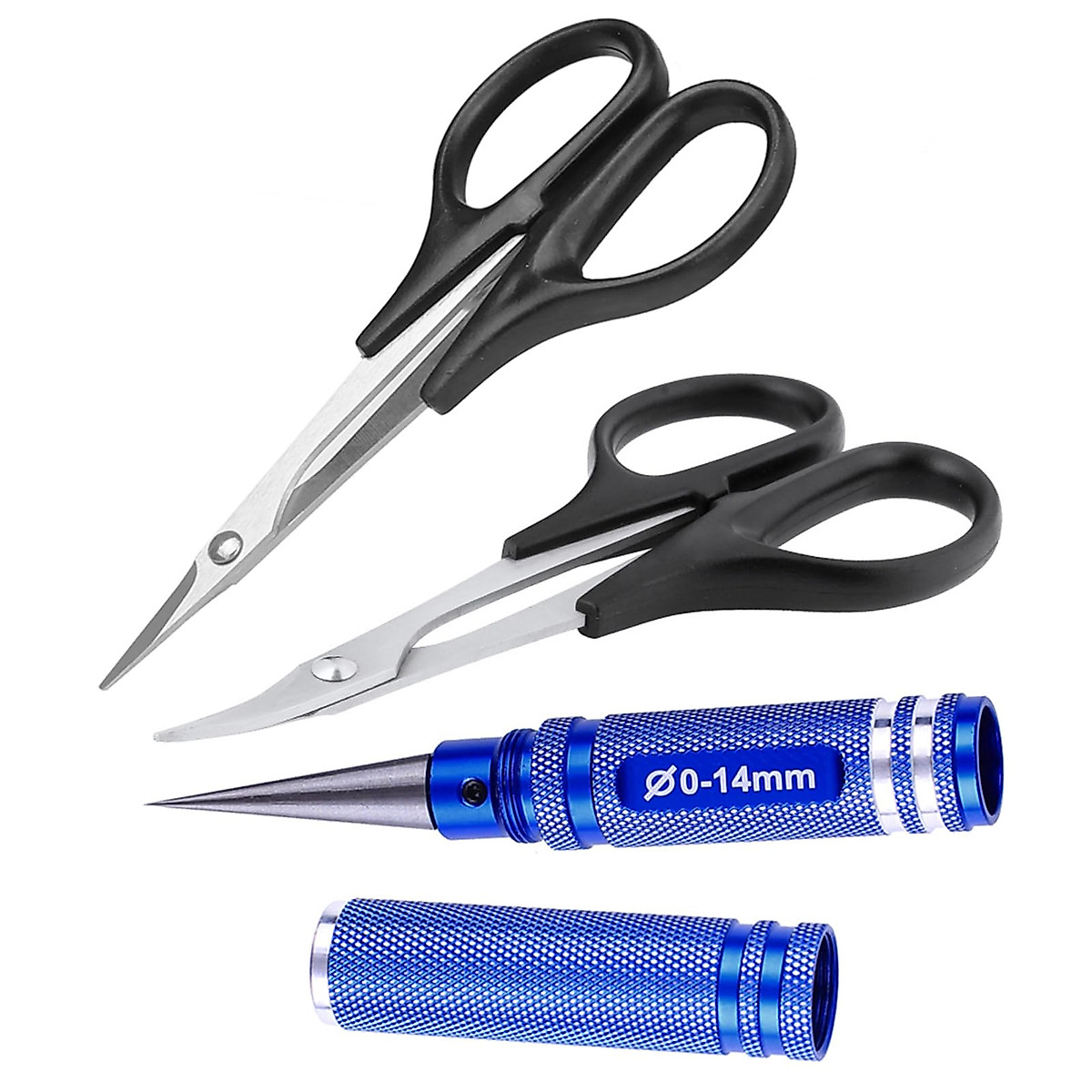 Hobbypark 3-Pack RC Body Reamer Hole Puncher and Curved Scissors & Straight Scissors Trimming Tools Set for RC Car Body Shell Lexan Plastic