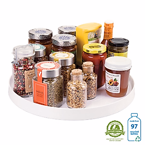 iDesign Linus Lazy Susan Turntable Spice Organizer Rack for Kitchen Pantry, Cabinet, Countertops - 14", White