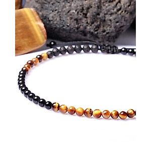 Jewever Anklet Bracelet For Women Healing Crystals Good Luck Gemstone Essential Oils Diffuser Jewelry (Tiger Eye/Lava Rock/Black Obsidian)