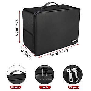 ENGPOW Fireproof Document Organizer Box with Lock,Collapsible Hard File Storage Box,Multi-Layer Waterproof Portable Travel Home Filing Storage Fireproof Safe for Important File,Cash,Letter/Legal Size