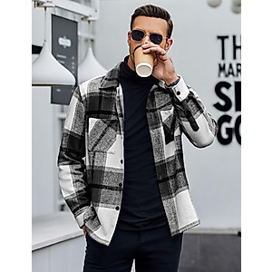 COOFANDY Men's Flannel Shirt Jacket Casual Button Down Plaid Shirt Long Sleeve Work Shirts for Men