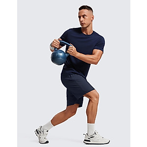 CRZ YOGA Men's 2 in 1 Running Shorts with Liner 9'' Quick Dry Workout Sports Athletic Shorts with Pockets Navy Large