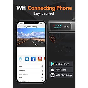 WOLFBOX 2.5K Dash Cam WiFi, 1600P Dash Camera for Cars, Full HD i03 Car Camera Front, Dashcam with Loop Recording, APP Control, Night Vision, 24 Hours Parking Monitor, Support 64GB Max