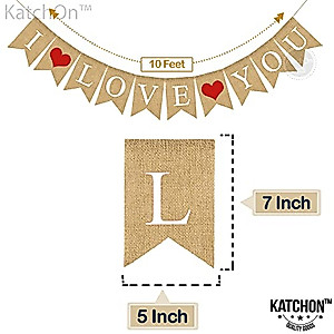 Cute, I Love You Banner - 10 Feet, No DIY | Happy Valentines Day Banner | Burlap I Love You Sign With I Love You Decorations for Him | Romantic Decorations Special Night for Him | Kissing Booth Sign