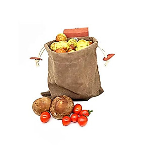 VINGNUT Foraging Bag, Collapsible Foraging Pouch, Outdoor Waxed Canvas Bag ,Leather Bushcraft Belt Bags, Mushroom Collecting Waterproof Pouch for Camping Hiking Traveling