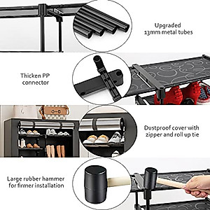 LVNIUS Shoe Rack with Covers Shoes and Boots Organizer Shoe Closet 8-Tier 22-26 Pairs, Large Shoe Organizer Cabinet,Tall Closed Shoe Storage Rack Shoe Shelves for Garage Bedroom,Mueble para Zapatos