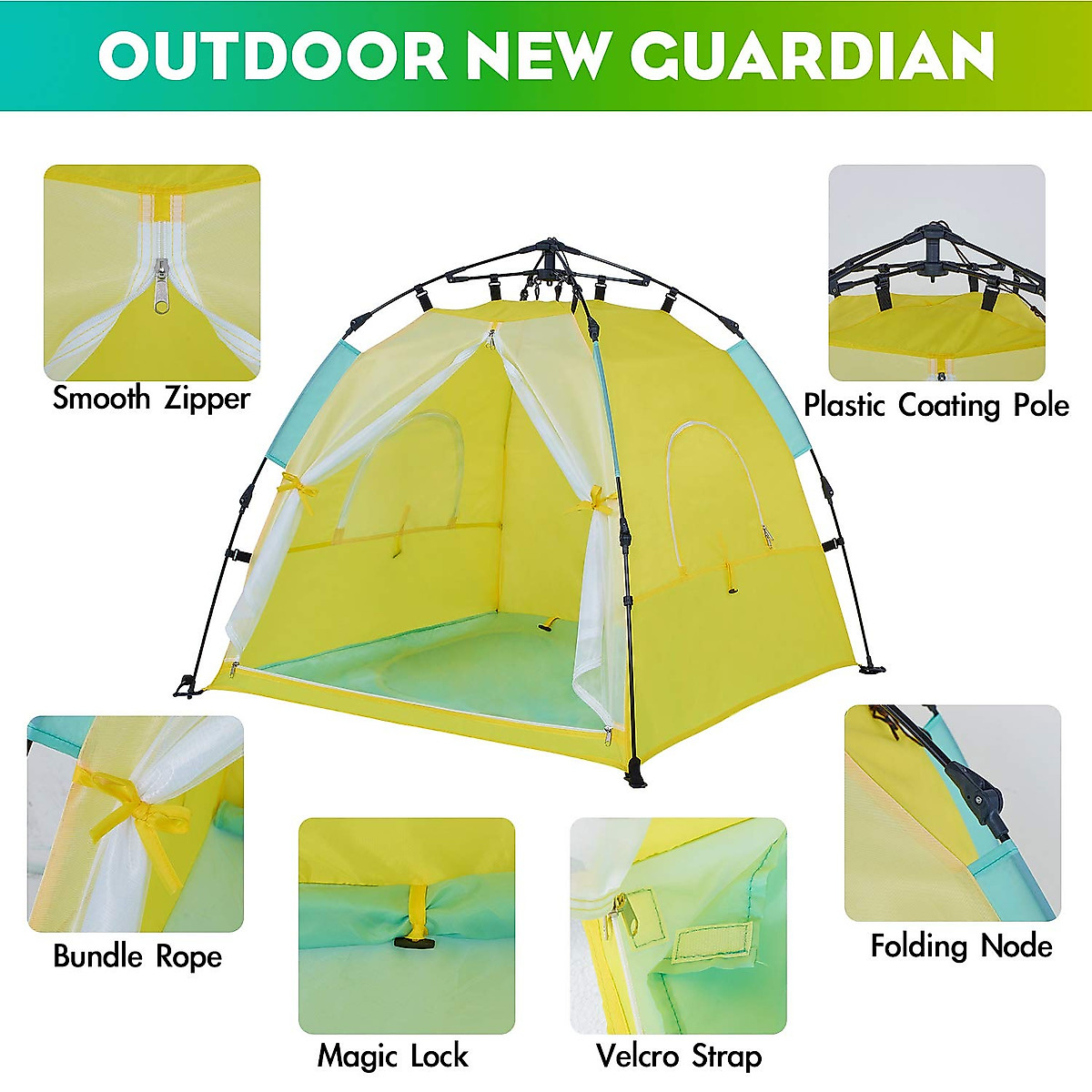 Bend River Automatic Instant Baby Tent with Pool, UPF 50+ Beach Sun Shelter, Portable Mosquito Net for Infant