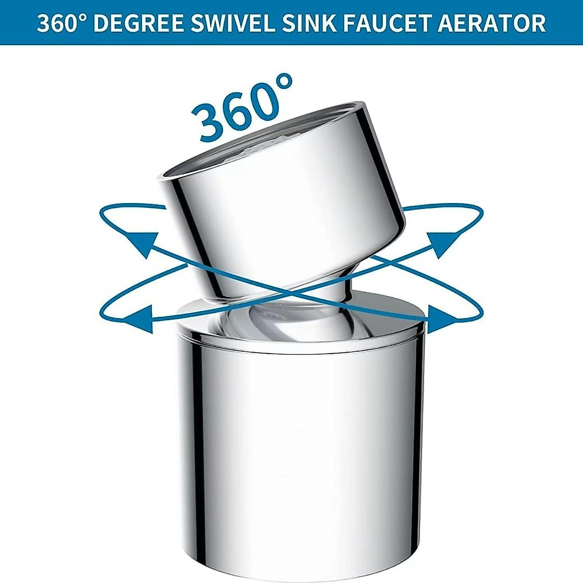 Faucet Aerator, Swivel Faucet Aerator,360°Twist Kitchen Sink Aerator, Sink Sprayer Attachment, Faucet Replacement Part 55/64'' Female Thread, Chrome