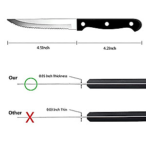 faderic Steak Knives Set of 8, Full-Tang Triple Rivet Stainless Steel Serrated Steak Knives, Black,4.5 In Sharp Blade, For Kitchen Restaurant Tableware Camping,Dishwasher Safe