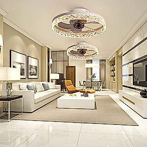 EKXIIO Ceiling Fan with Lights, Low Profile Ceiling Fan with Light and Remote, 20" Modern Small Ceiling Fan with 3 Colors Dimmable LED 5 Blades, Enclosed Flush Mount Fans for Indoor Kids Bedroom