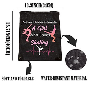 PXTIDY Ice Skate Drawstring Bag Ice Skating Gifts Who Loves Skating Competition Bag Figure Skating Gift
