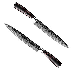 SHOKUNIN USA Ultra Sharp Premium 8-inch Stainless Steel Carving Knife - Ergonomic Design - Best for Slicing Roasts, Meats, Fruits and Vegetables - Japanese Knife - Multipurpose Knife