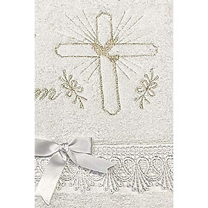 Pink Princess - White Baptism Towel for Boys and Girls - 100% Cotton for Christening Godchild Gift LDS